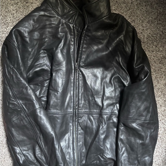 Remy Leather | Jackets & Coats | Remy Leather Black Bomber Jacket Sleek ...